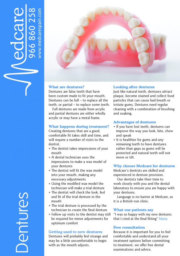 dentures fact sheet - Medcare SpainMedcare Spain